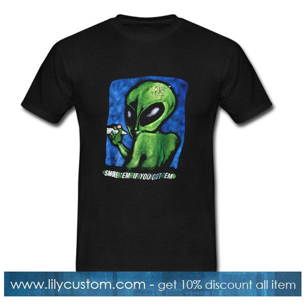 90s Distressed Smoking Alien Grunge T-Shirt - Lilycustom