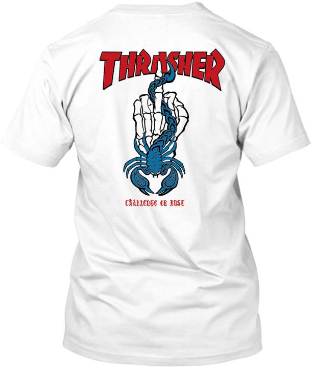 Light blue Thrasher challenge tshirt back - Lilycustom