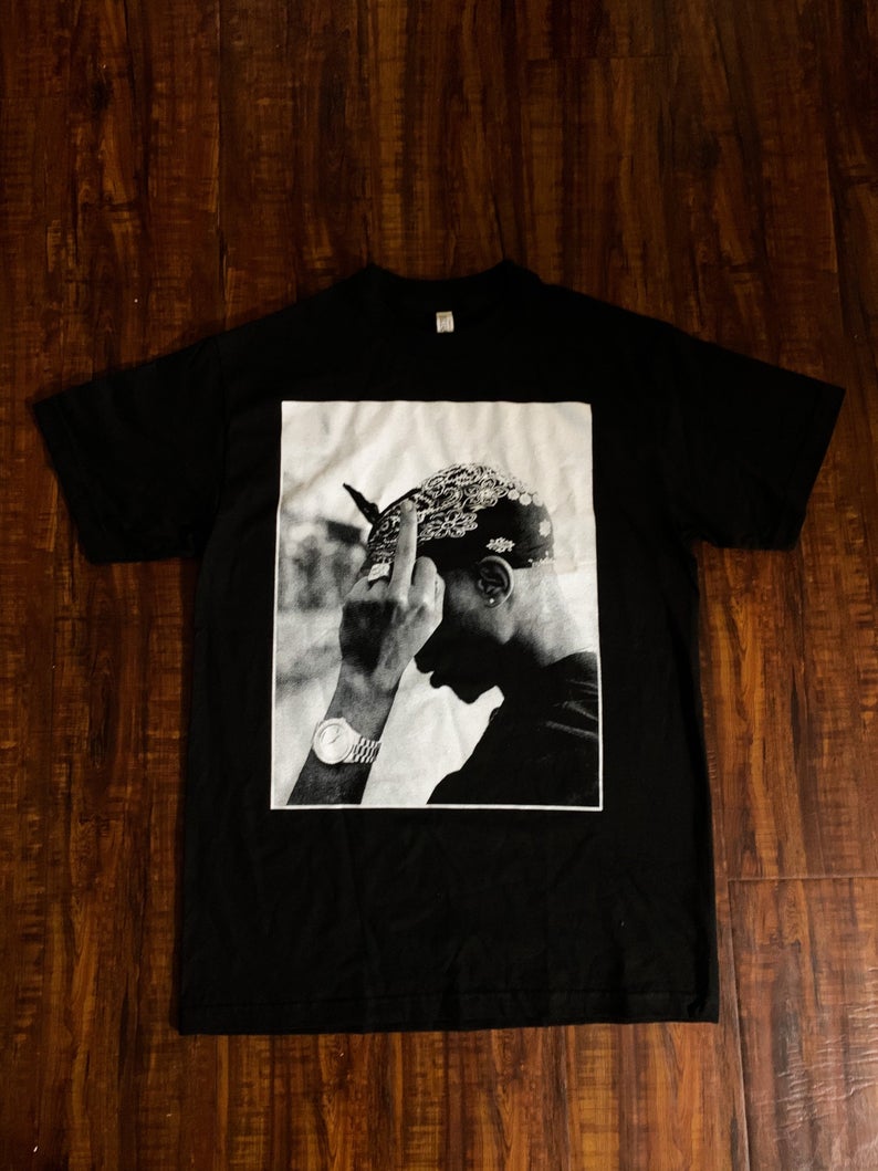 Tupac 2pac rapper middle finger t shirt NA - Lilycustom